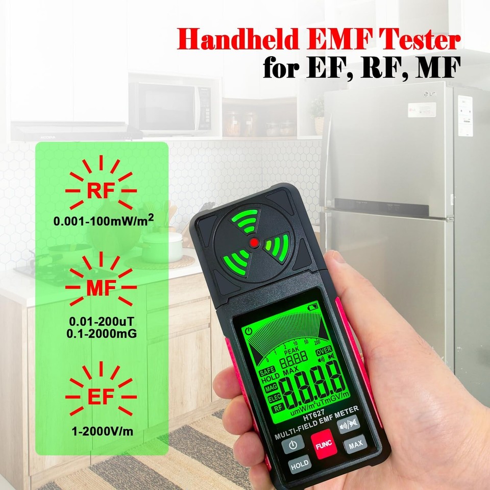 EMF Meter, 3-in-1 Electromagnetic Field Radiation Detector for EF RF MF ...