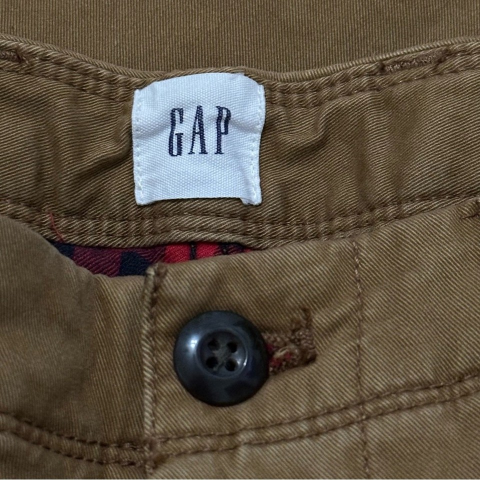 GAP 32 x 34 Tan Khaki Red Black Buffalo Checkered Flannel Lined Slim Fit Pants | eBay