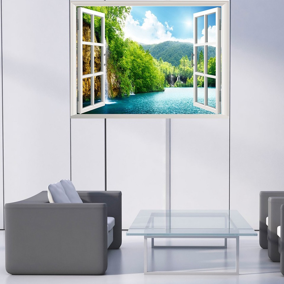 Creative Wall Sticker Removable Beautiful 3D Fake Window Scenery Wall ...