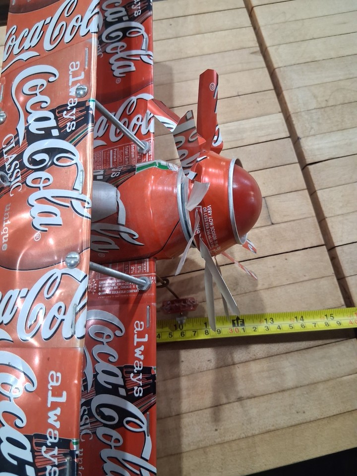 Handmade Coca-Cola Can Biplane Sculpture – Upcycled Metal Art Airplane ...