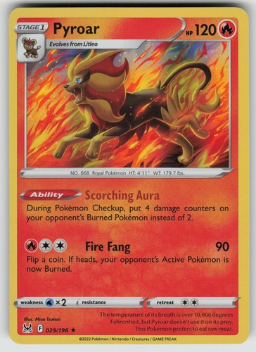 Pyroar Holo Rare SWSH11: Lost Origin 029/196 Pokemon | eBay