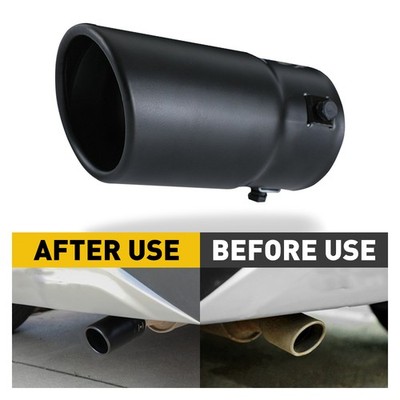 Car Tip Exhaust Muffler Black Pipe Stainless Coating Steel Fit 1.55-2. ...
