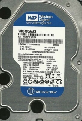 WD6400AAKS-08A7B0 DCM: HBNNNTJMH WMASY Western Digital 640GB | eBay