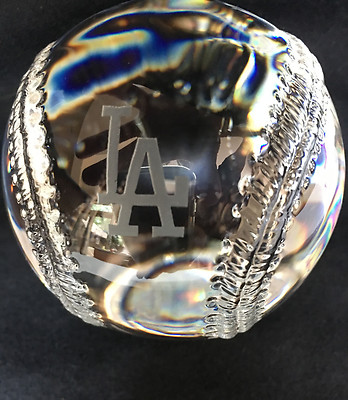 NEW Glass STEUBEN LA DODGER BASEBALL crystal MLB World Series Champs ...