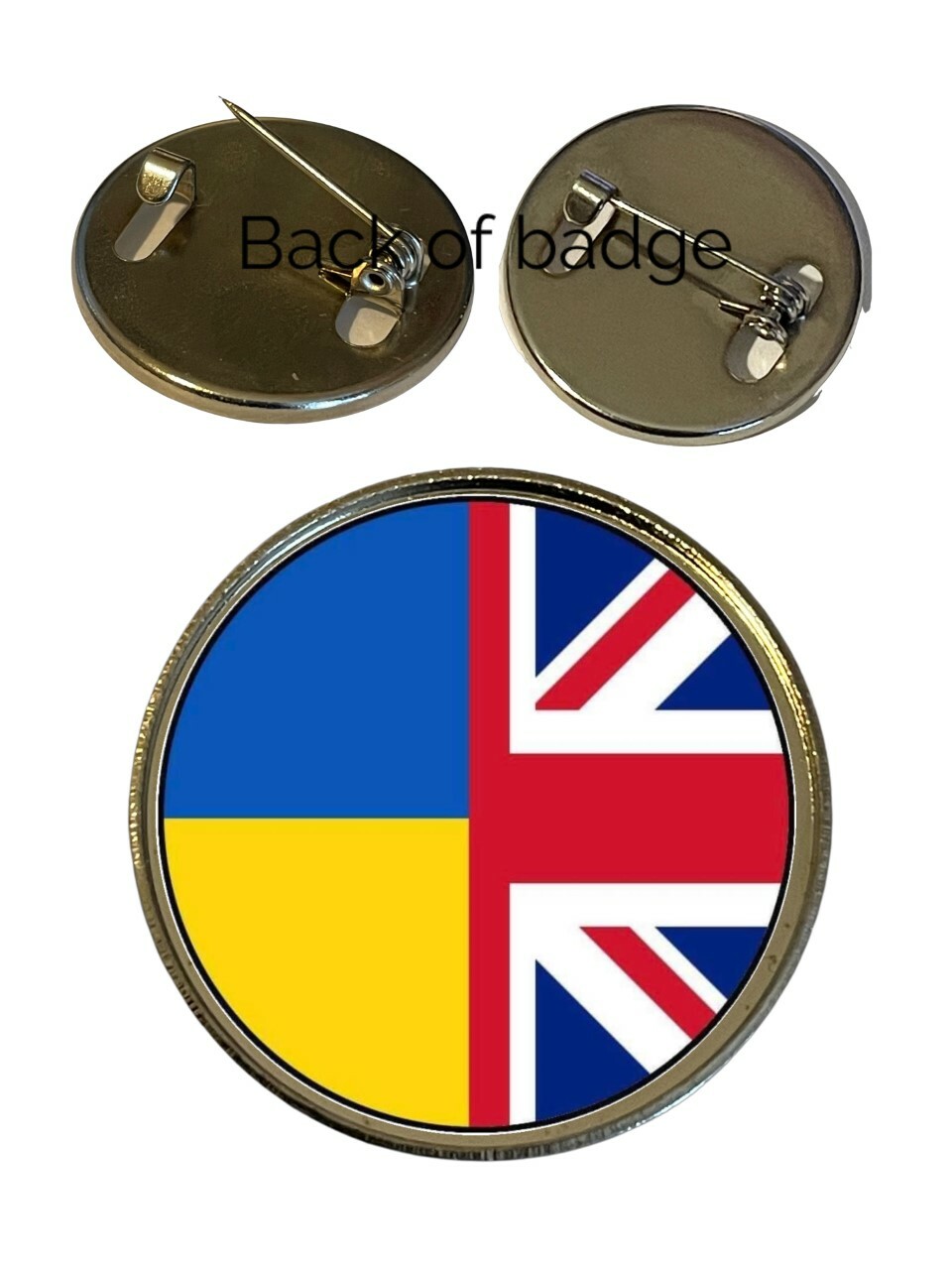 Union Jack & Ukraine Flags Friendship 25mm Silver Metal Lapel Pin Domed ...