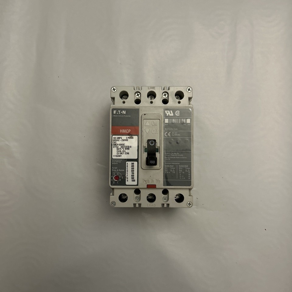 EATON CUTLER HAMMER HMCP100R3C 600VAC-250VDC 3P 100A MOTOR RATED ...