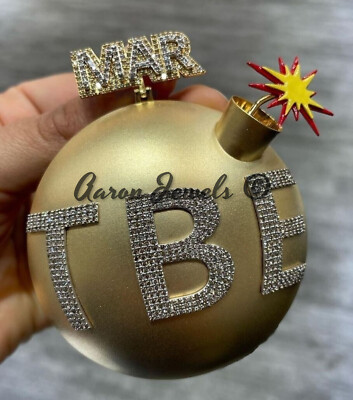 Men ANY NAME BOMB Pendant 8.53ct MOISSANITE VVS1 REAL 925 Silver Passes ...