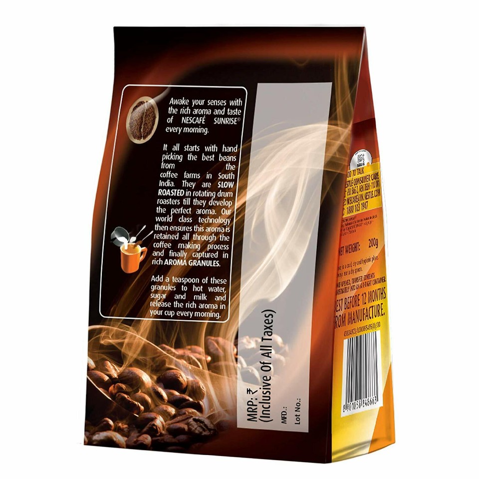 Nescafé Sunrise Instant Coffee Chicory Mix 200 grams Pouch 7 oz Rich ...