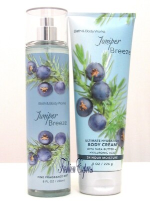 BATH & BODY WORKS JUNIPER BREEZE BODY MIST SPRAY & BODY CREAM SET *FULL ...
