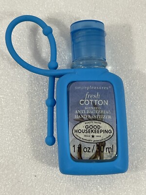 Simple Pleasures Fresh Cotton Hand Sanitizer w Blue Silicone Carrying ...