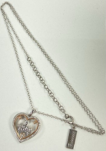 DISNEY 925 STERLING & 14K ENCHANTED CASTLE 19” NECKLACE W/ BAG & BOX ...