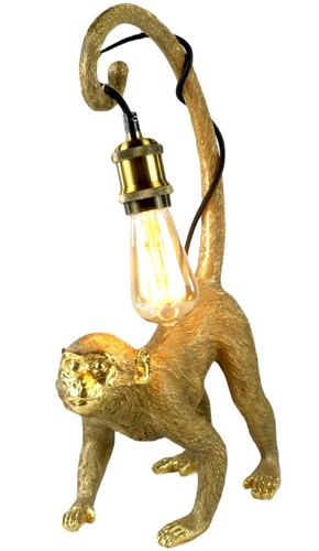 49.5cm Gold Monkey Table Lamp Crouching Chimpanzee Desk Light Polystone ...