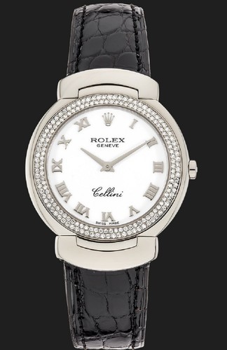Rolex Cellini Cellissima Diamond 18kt WG Medium/White Lacquered Roman ...