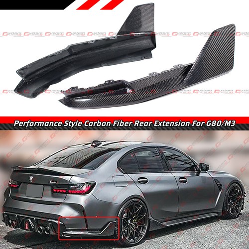 For 21-24 BMW G80 M3 MP Style Carbon Fiber Rear Bumper Corner Splitter ...