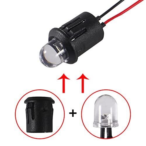 20Pack 10x White + 10x Red 12V RC Car LED Light Emitting Diodes ...