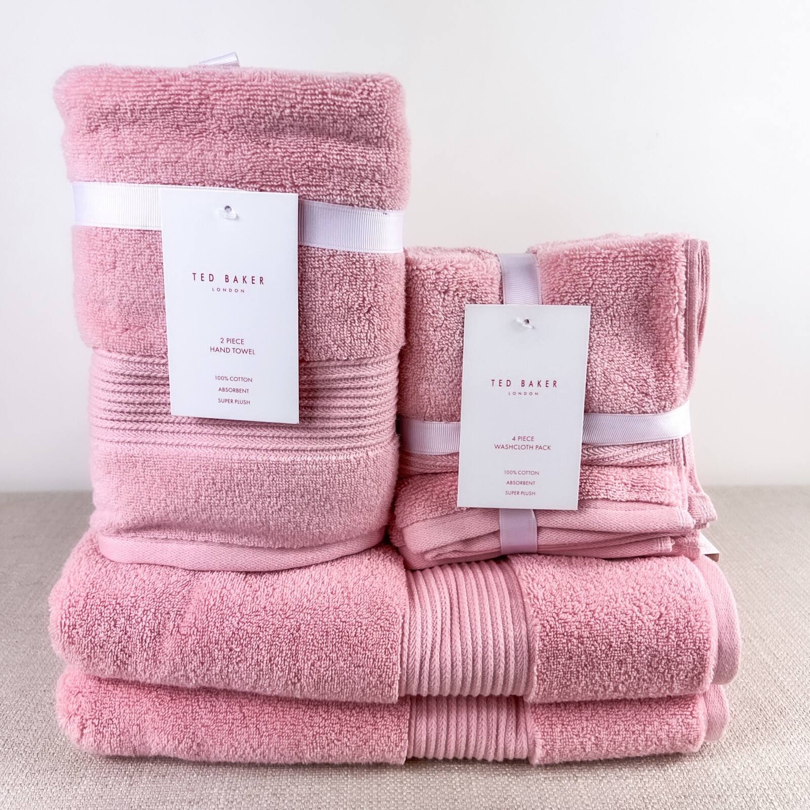 Ted Baker Bath Towel Set Pink Super Plush Luxury Spa 8 Piece Set NEW | eBay