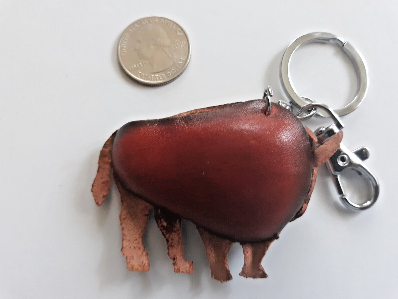 Hand Crafted Leather Buffalo Key Ring Purse Charm New In Package | eBay