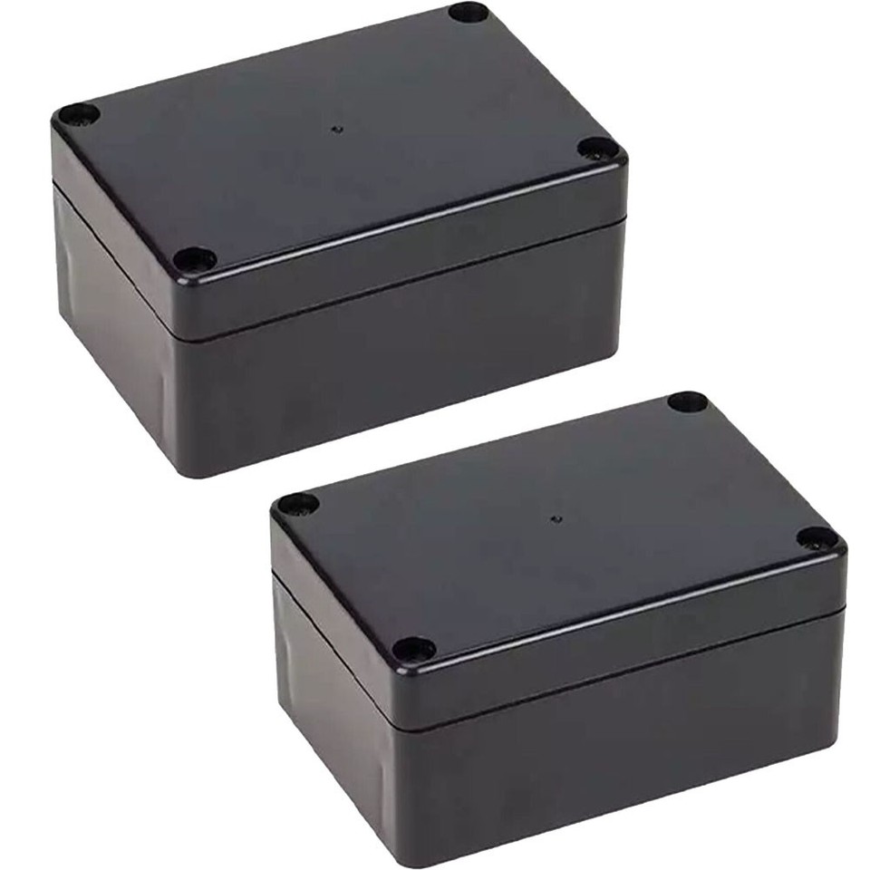 2PC Waterproof Black Plastic Project Enclosure DIY Electrical Junction ...