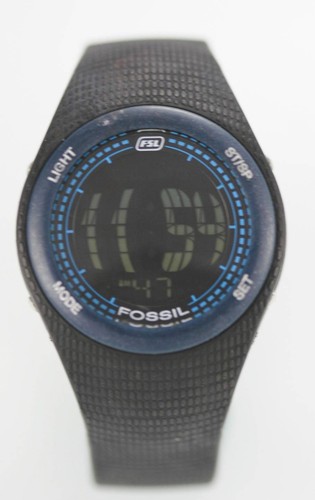 Fossil Watch Men FSL Light Date Alarm Chronograph Black Rubber Water ...