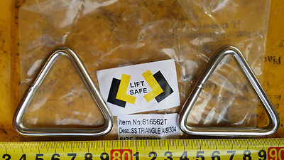 2x Stainless Steel 304 Triangle Rings 50x6mm Marine Rope Webbing ...