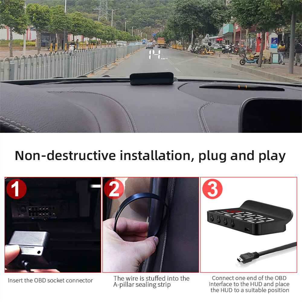 Car OBD2 Head Up Display HUD Odometer Speedometer Tired Alarm Small ...