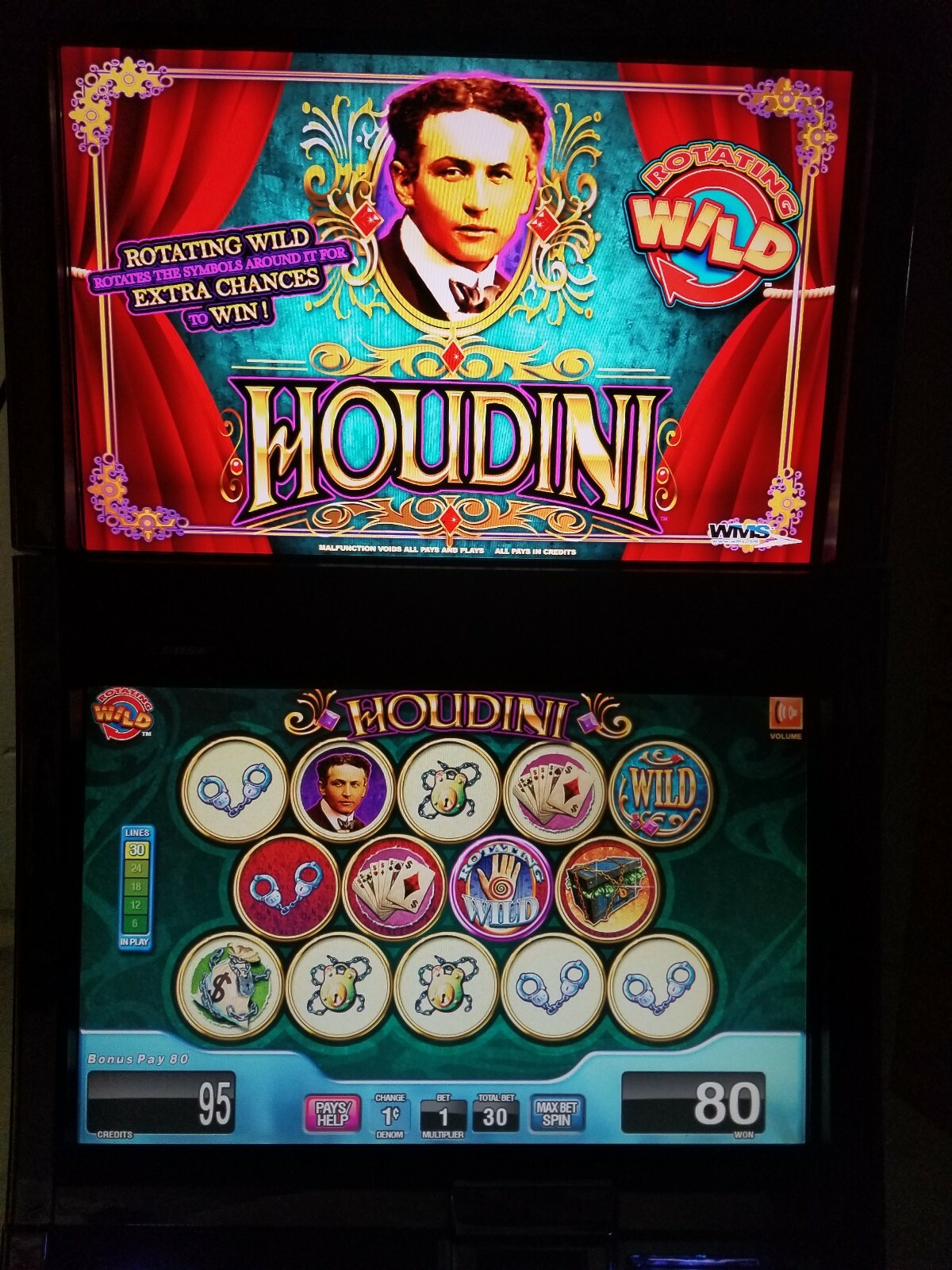 WMS BLUEBIRD 1 1.5 2 HOUDINI SLOT SOFTWARE ONLY WILLIAMS BB1, BB1.5 ...