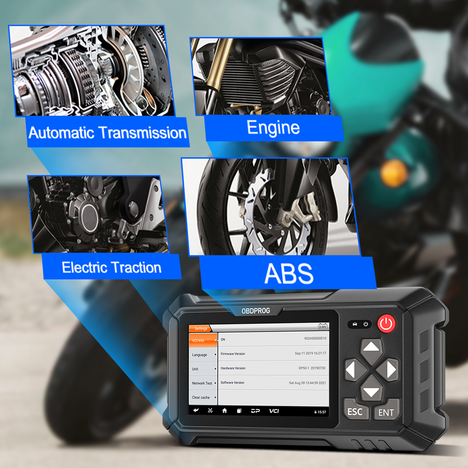 OBDPROG MOTO 100 Motorcycle Scanner OBD2 Full System Diagnostic Tool ...