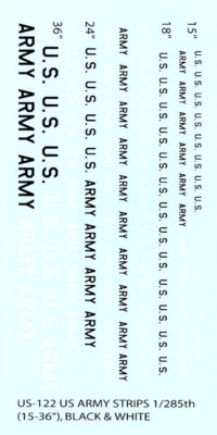 US-122 - WWII US Army Lettering in Black/White - 1/285-1/144 Decals | eBay