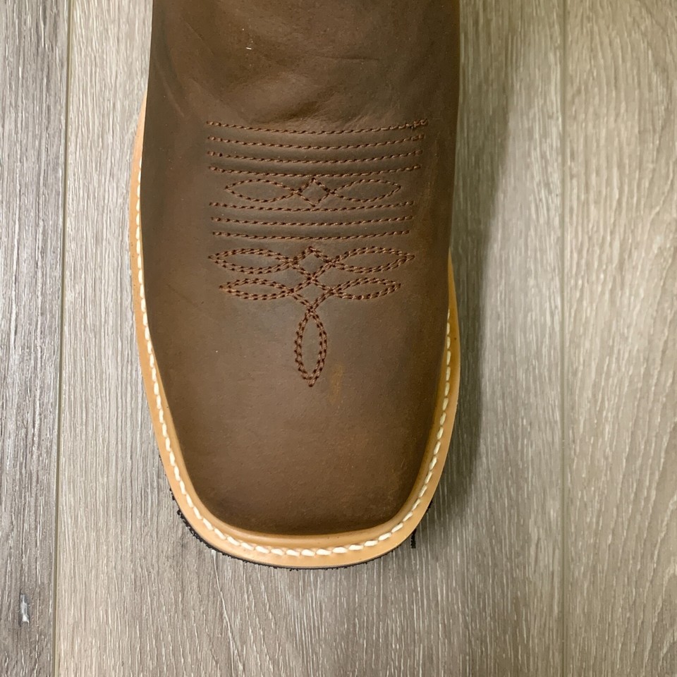 MEN'S SQUARE STEEL & SOFT TOE WORK BOOTS COWBOY BROWN GENUINE LEATHER ...