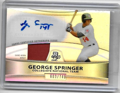 GEORGE SPRINGER 2010 BOWMAN PLATINUM REFRACTOR JERSEY & CERTIFIED ...