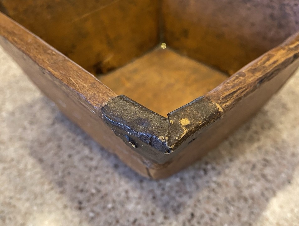Primitive, Antique Chinese Wood & Iron Rice Bowl. 3” x 6 1/2” x 3 1/2 ...