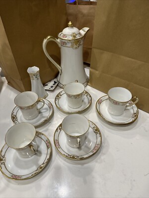Antique Nippon Hot Chocolate/Tea Set & Matching Cups - Set Of 7 - Hand ...