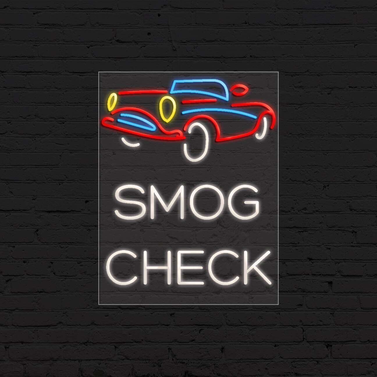 Smog Check Sign for Business Displays | LED Flex Neon | 24"W x 31"H x 1 ...