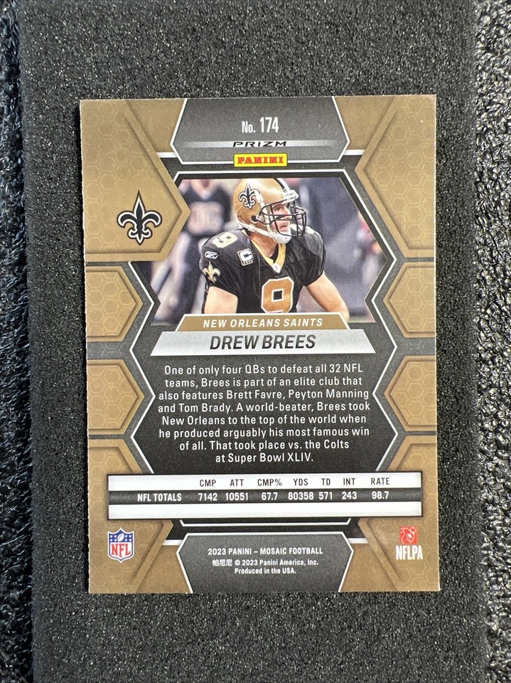 2023 Mosaic Football Yellow Reactive Prizm #174 Drew Brees New Orleans ...