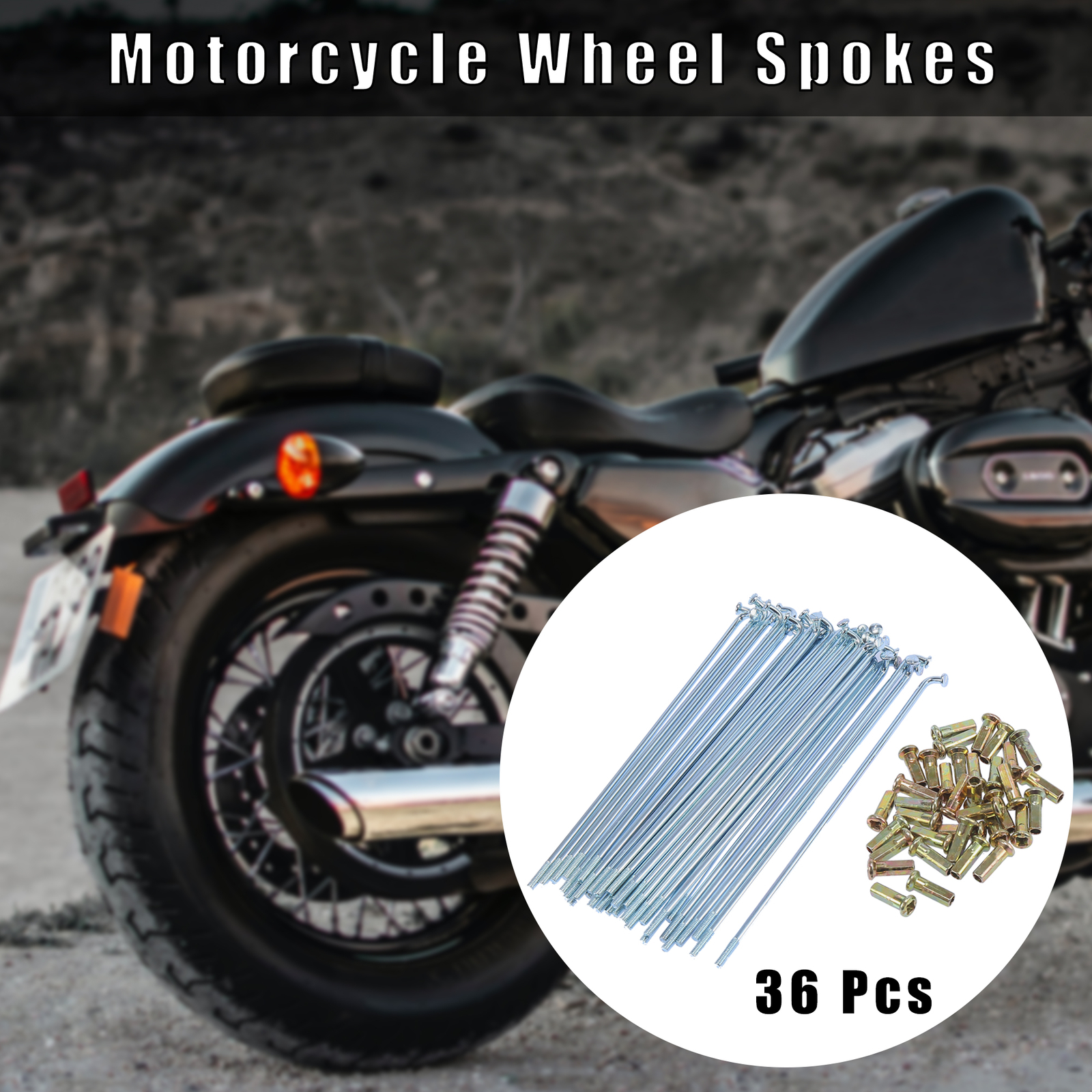 36pcs Silver Tone 3mm Thread Dia 160mm Length Motorcycle Wheel Spokes ...