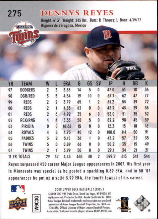 2008 Upper Deck #275 Dennys Reyes | eBay