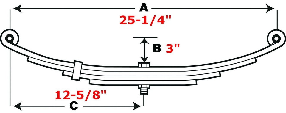 PR6 Double Eye 6 Leaf Spring for 7,000 lb Trailer Axles - 25-1/4" Long ...