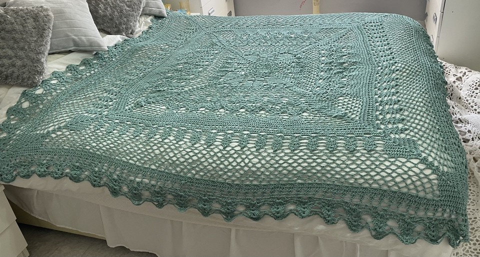 Handmade Crochet Bedspread Blanket Throw | eBay UK