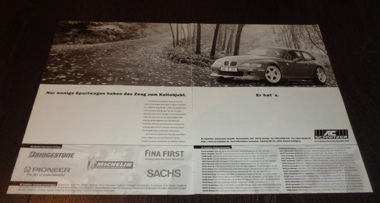 AC Schnitzer BMW Z3 Coupe Reklame (1998) | eBay UK