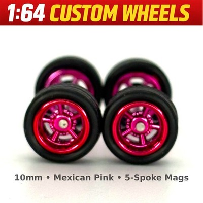 10mm/10mm Mexican Pink Mag rims 5 spoke Blackwall tire set for Hot ...