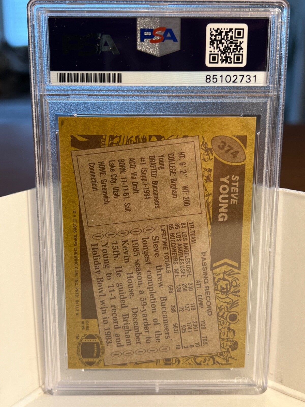 Steve Young Signed Autograph 1986 Topps Rookie Card RC PSA 49ers NFL ...