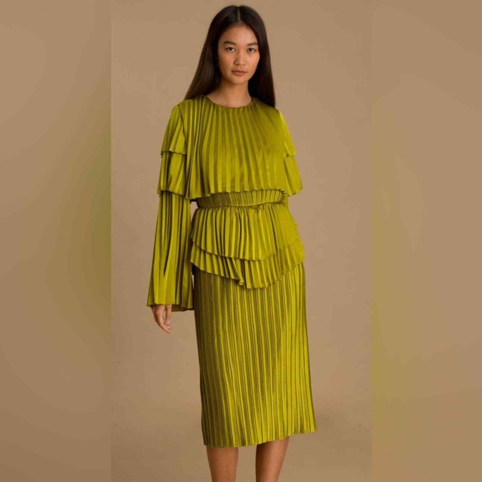 Andrea Iyamah Raffle Pleated Satin Formal Dress - Gem