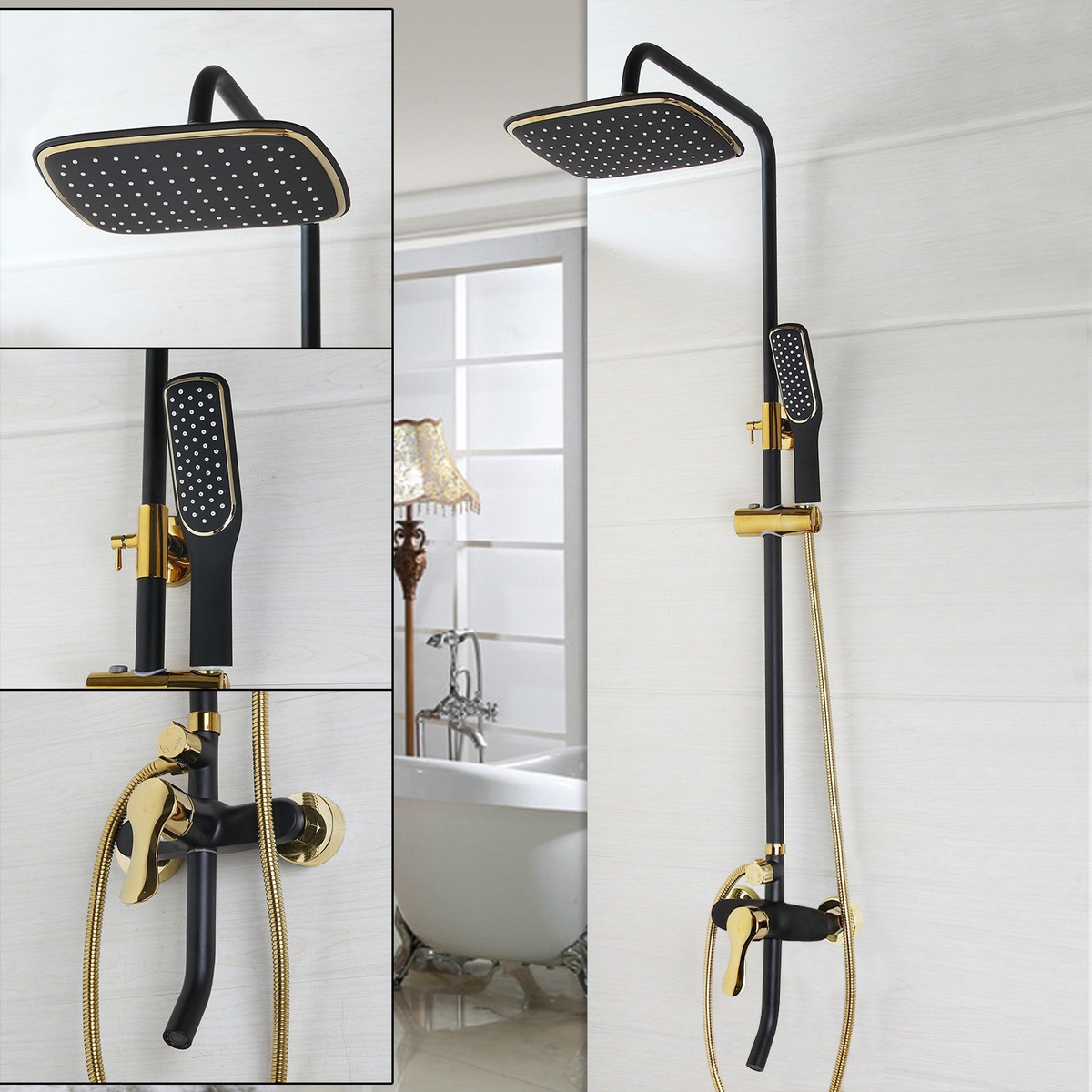 Wall Mount Hand Held Shower 250mm Brushed Gold Wall Mounted Shower