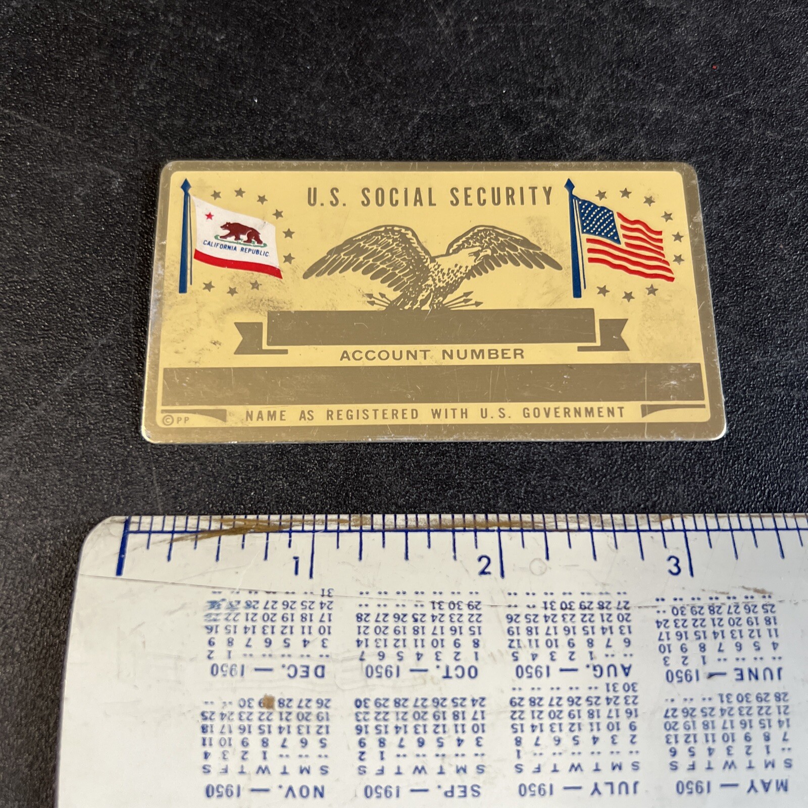 Vintage Brass / Metal Social Security Card California State Flag | eBay