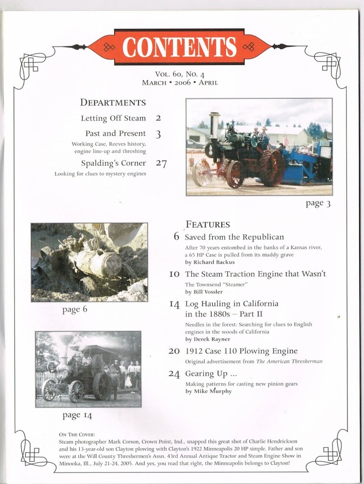 Vintage STEAM TRACTION magazine March / April 2006 Townsend Steam ...