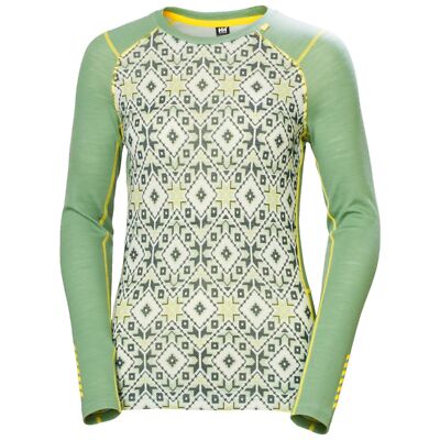 Helly Hansen Lifa Women's Merino Midw Graphic Crew, Jade 2.0 Star Pixel ...