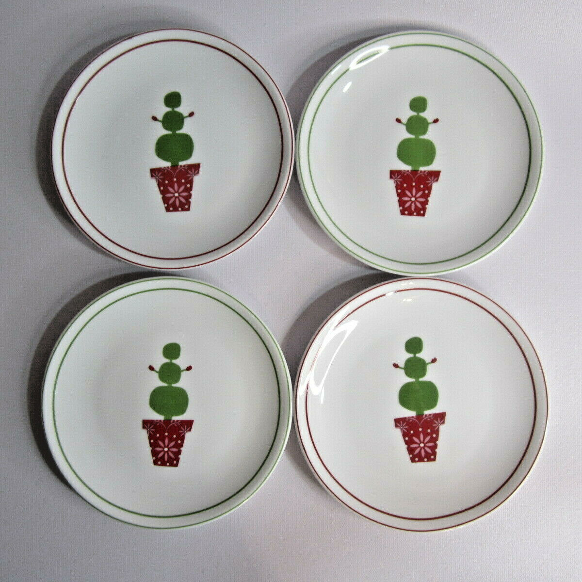Starbucks Holiday Topiary Appetizer Plates 2006 Original Box Snowman ...