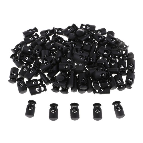 100x Spring Loaded Tent Cord Locks Clip Ends Luggage String Toggle ...