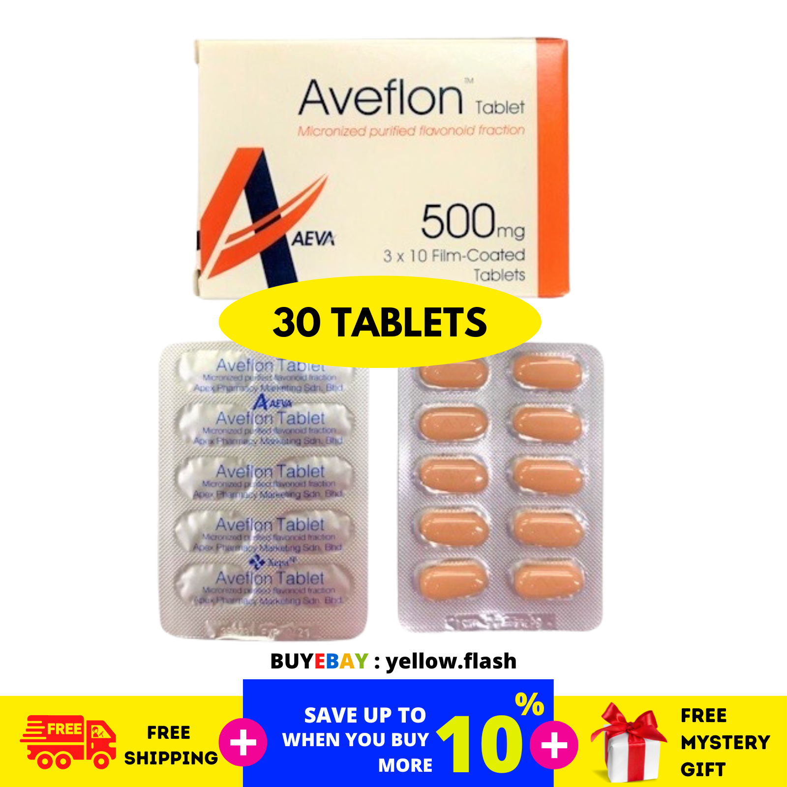 1 X Aveflon 500mg 30's Treatment of Hemorrhoids @ Piles FREE SHIP | eBay