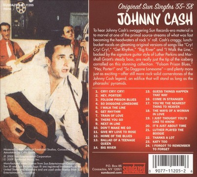JOHNNY CASH - ORIGINAL SUN SINGLES '55-'58 [DIGIPAK] NEW CD 90771120526 ...